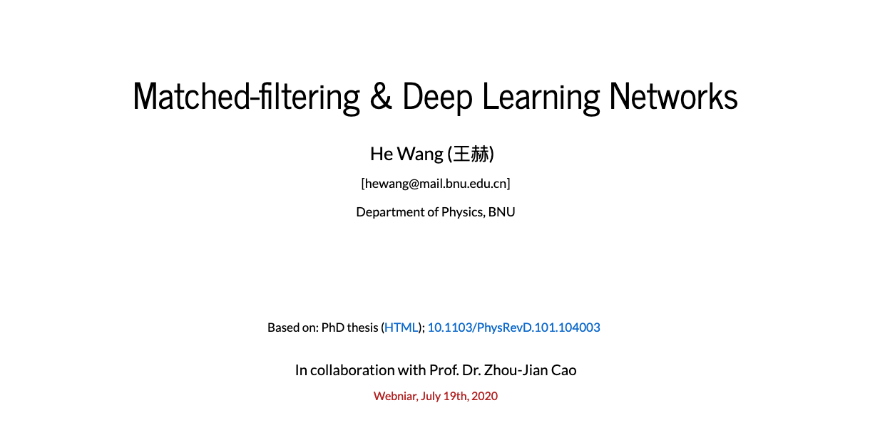 Matched-filtering & Deep Learning Networks | A Quest After Perspectives